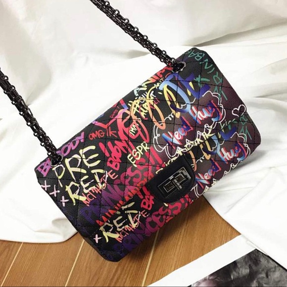 graffiti handbag | Bags | Graffiti Bag Crossbody Chain Pursehandbag ...